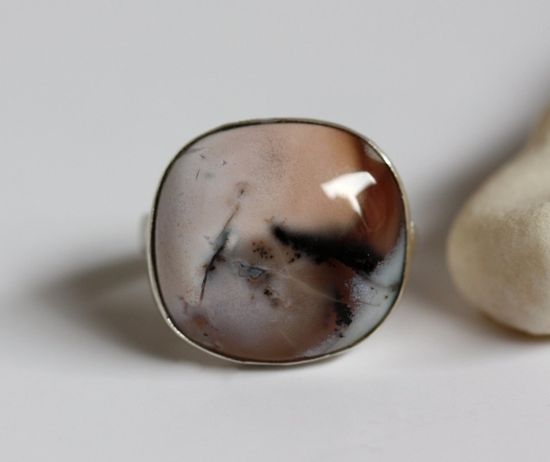 Large Dendritic Landscape Opal Statement Silver Ring - Etsy