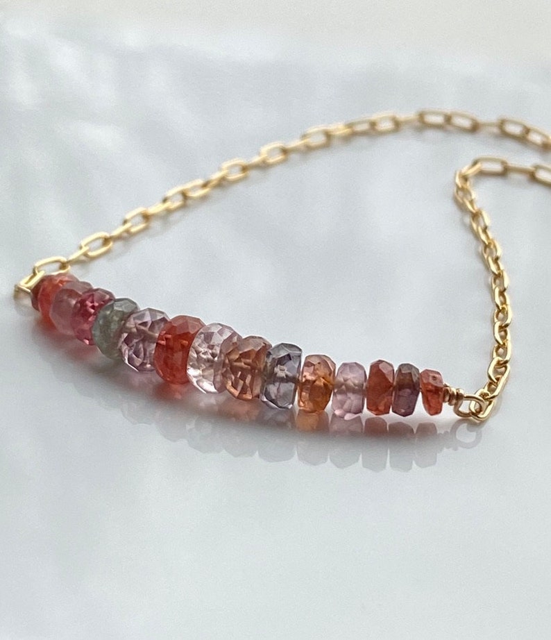 Multi-colored Natural Spinel Bar Necklace Pastel Colored - Etsy