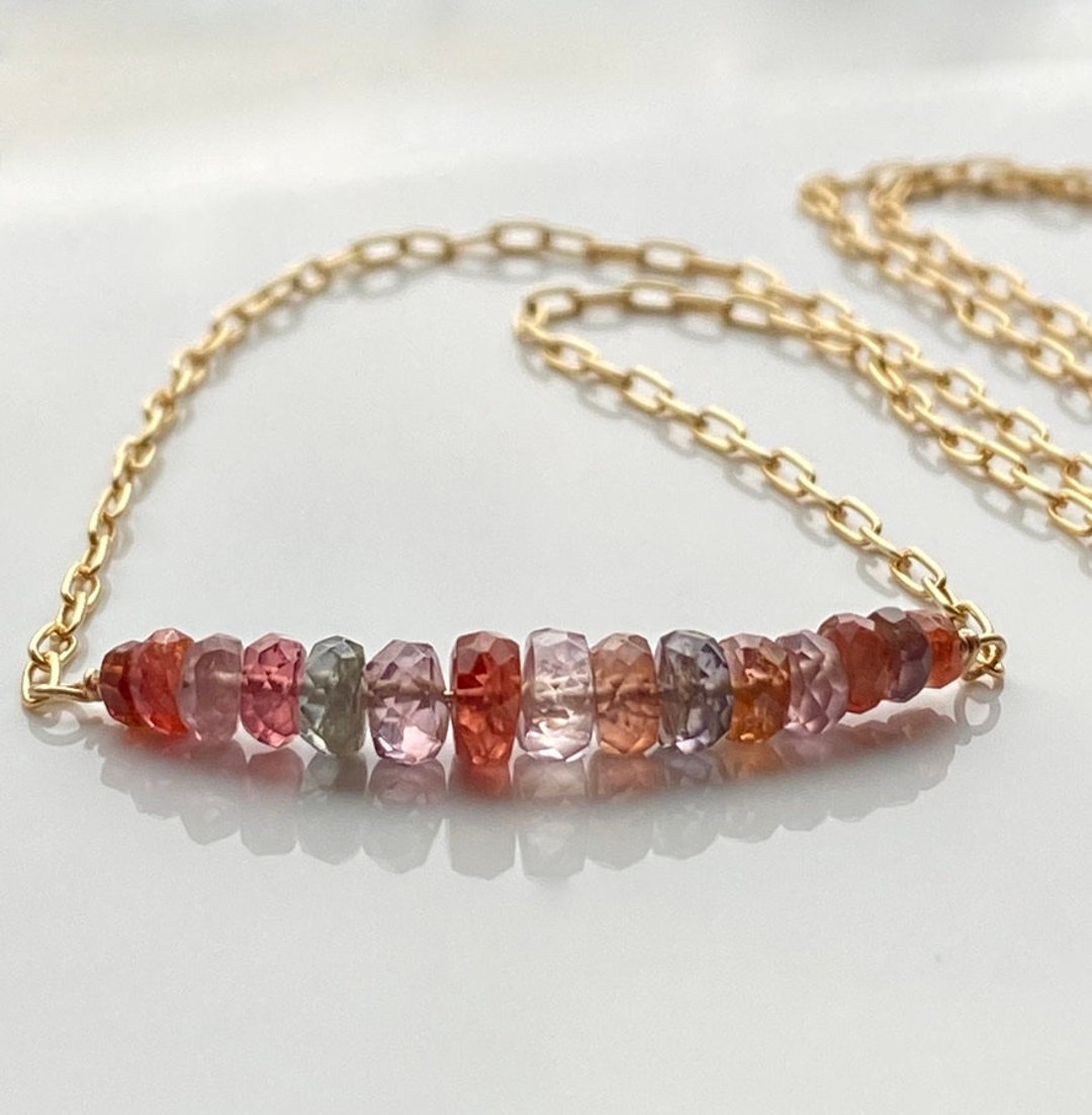 Multi-colored Natural Spinel Bar Necklace Pastel Colored - Etsy