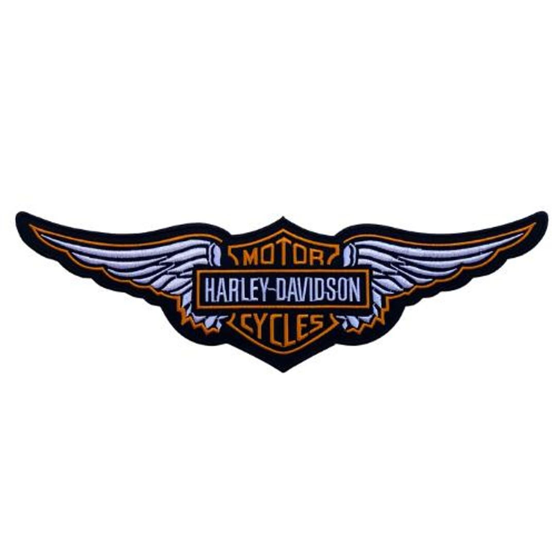 Harley Davidson Wing Patch 15-inch Large Orange White Embroidered Logo ...