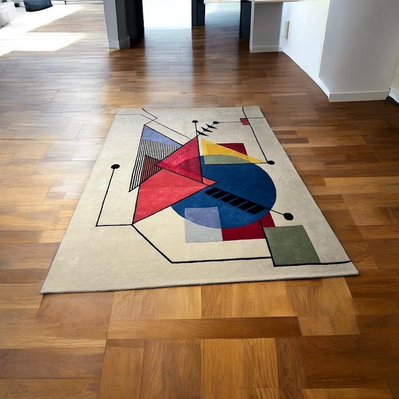 Hand-tufted Wool Art Deco Rug: Modern Abstract Bauhaus Design - Etsy ...
