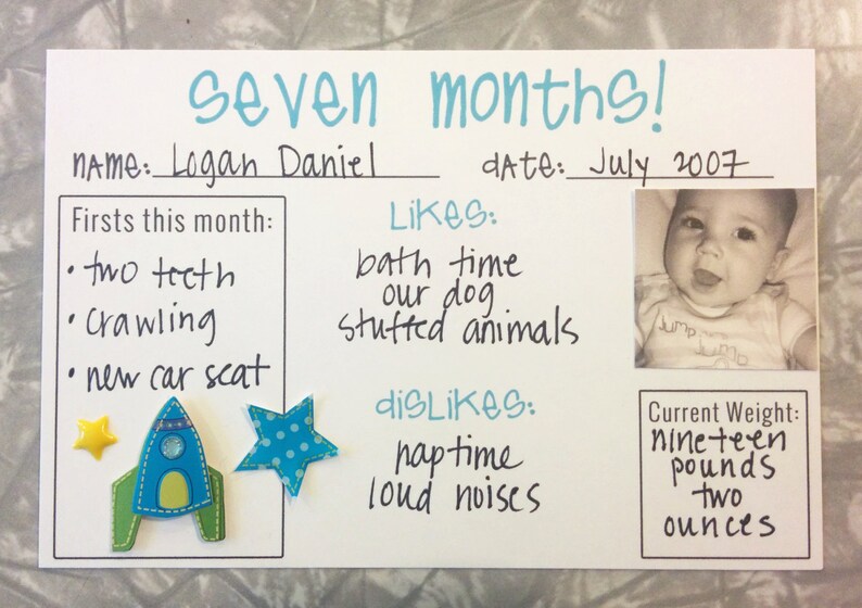 PRINTABLE "baby's First Year" Monthly Cards for Project Life - BLUE - Etsy