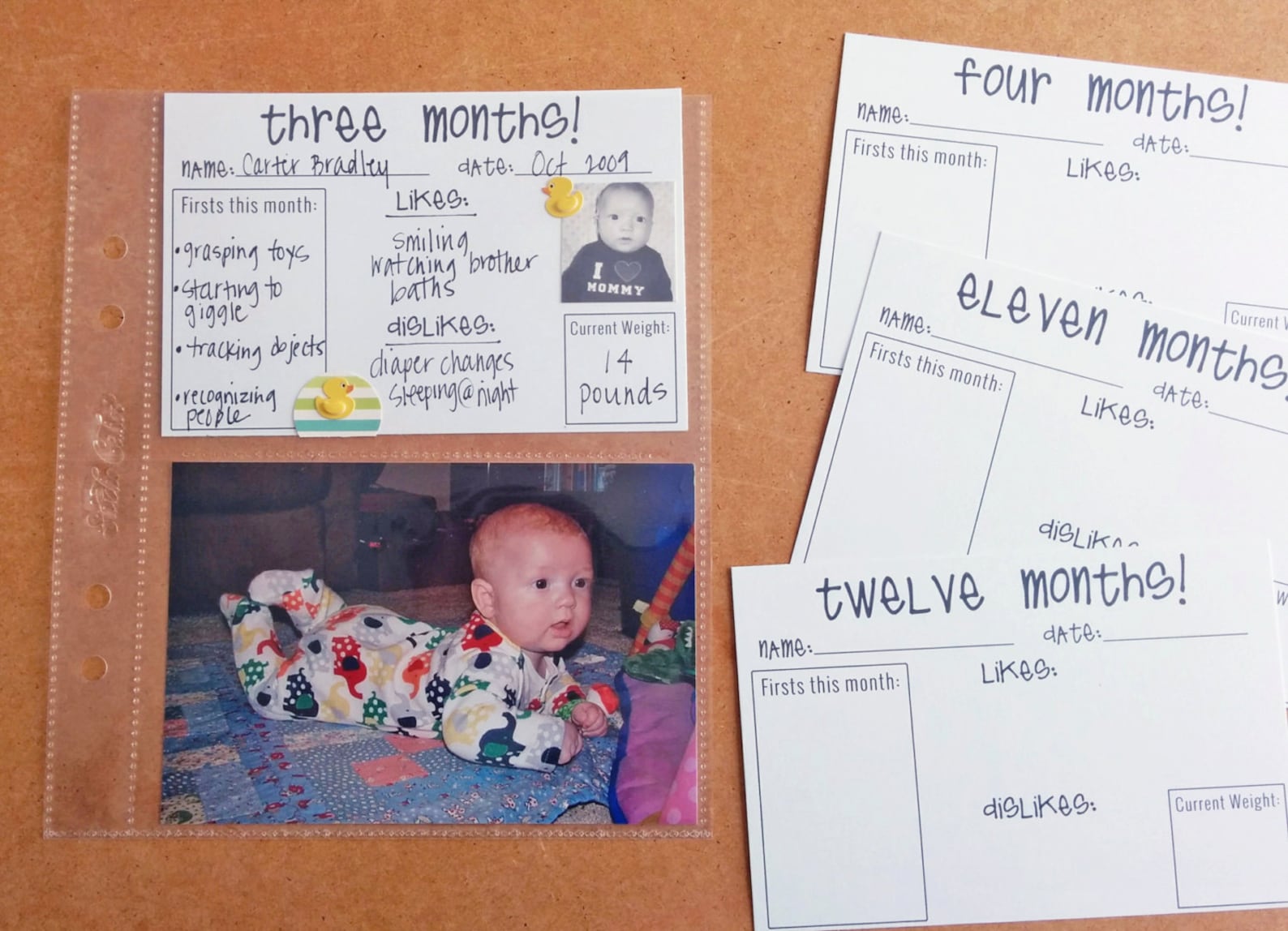 PRINTABLE "baby's First Year" Monthly Cards for Project Life BLACK ...