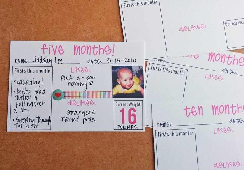 PRINTABLE "baby's First Year" Monthly Cards for Project Life - PINK - Etsy