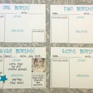 PRINTABLE "baby's First Year" Monthly Cards for Project Life - BLUE - Etsy