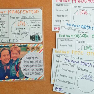 PRINTABLE First Day of School Cards for Project Life, Scrapbooking, and ...