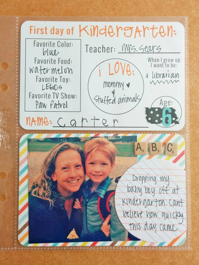 PRINTABLE First Day of School Cards for Project Life, Scrapbooking, and ...