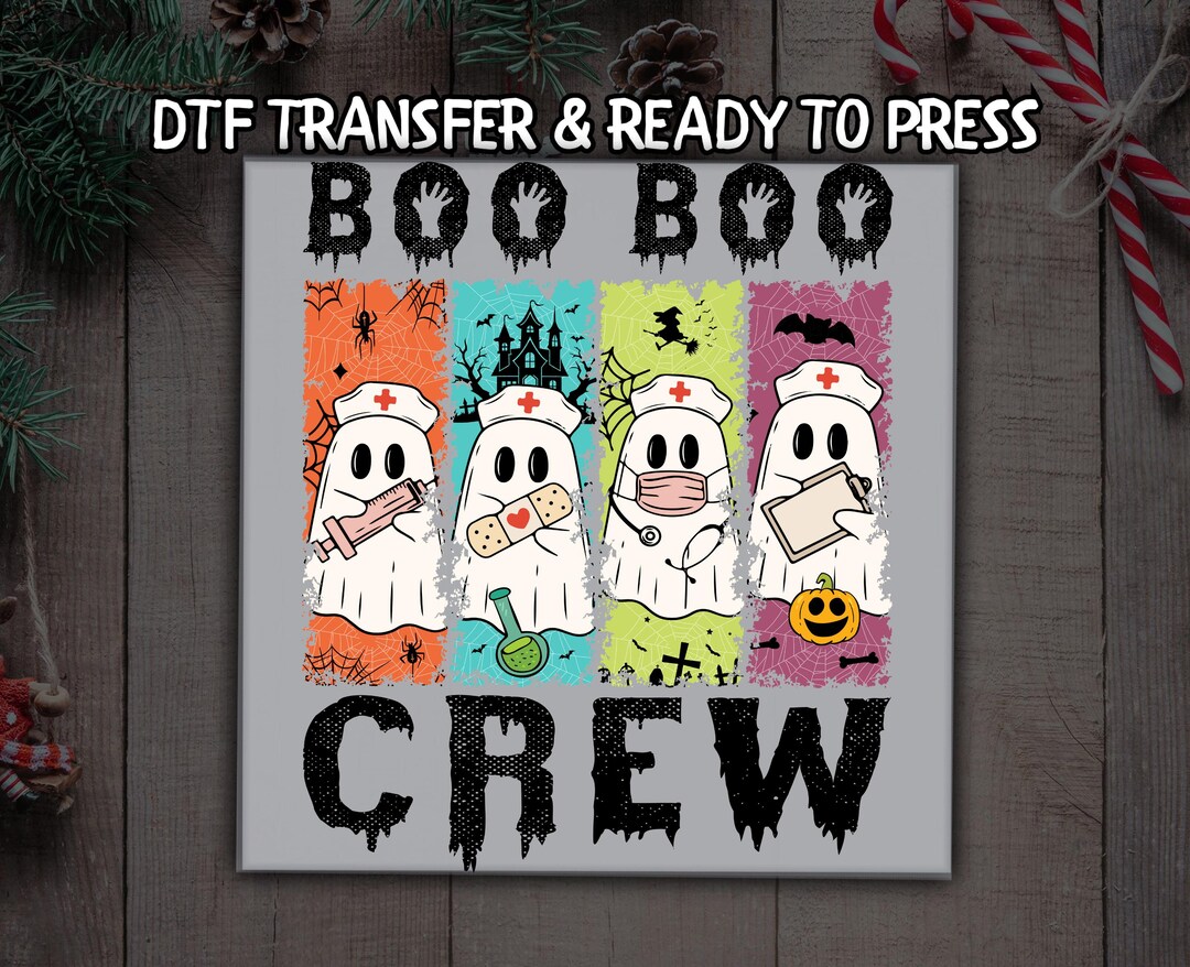 Boo Boo Crew Halloween Nurse DTF, Cute Ghost Medical Team DTF Transfer ...