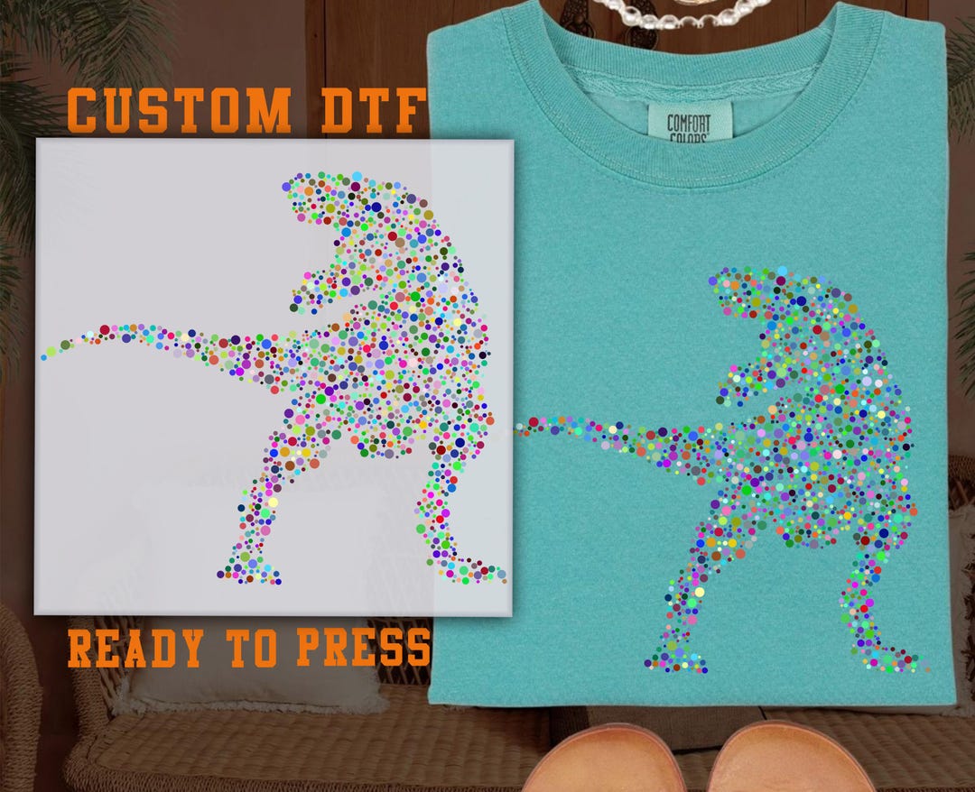 T-rex DTF, Polka Dot T Rex Dinosaur DTF Transfer Ready for Press ...