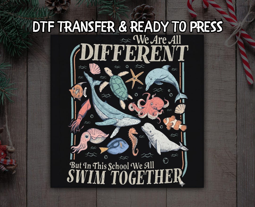 Ocean Animals DTF, Swim Together DTF Transfer Ready for Press ...