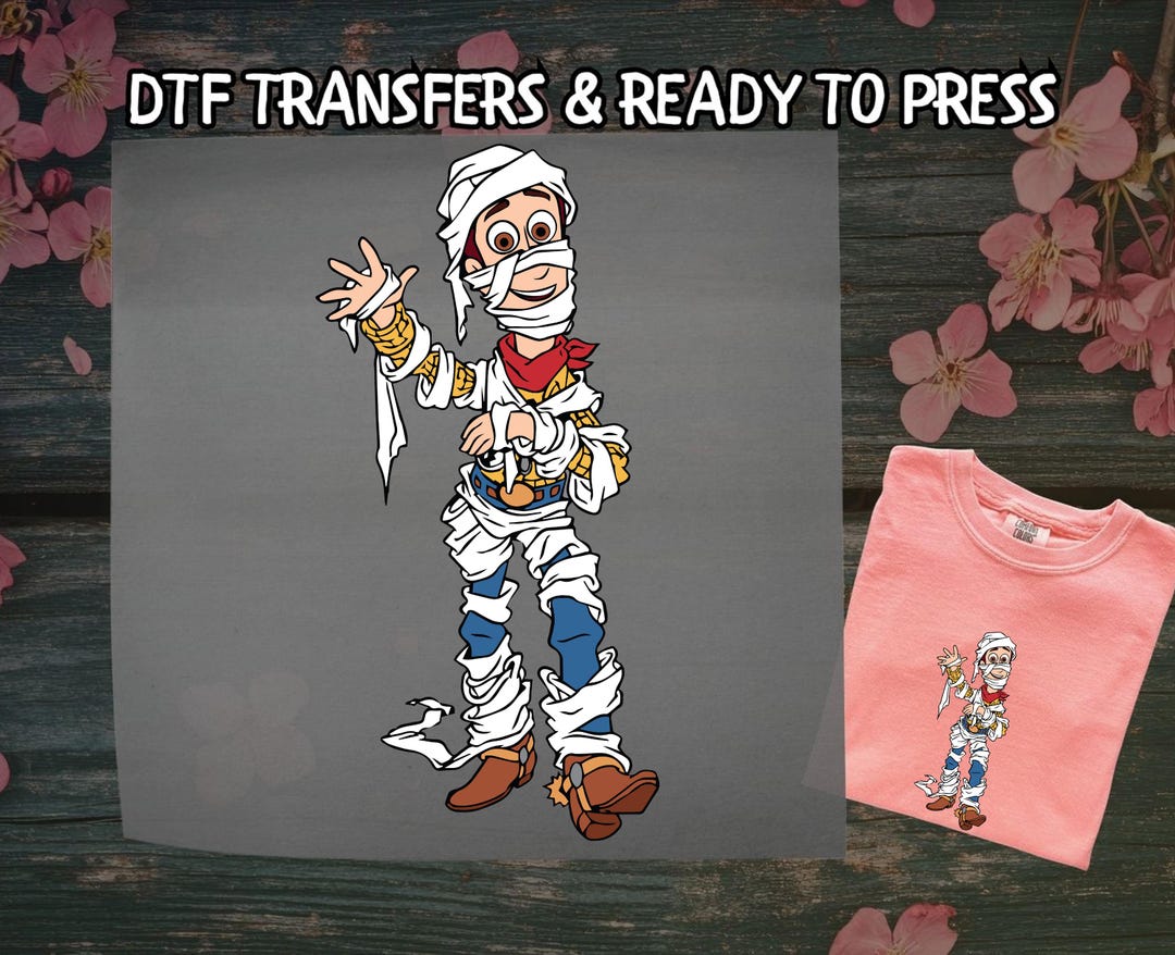 Cowboy Mummy DTF, Funny Halloween Cartoon DTF Transfer Ready for Press ...