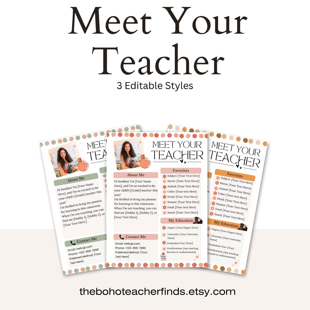 Meet the Teacher Flyer: Boho Theme Classroom Resource Set - Etsy