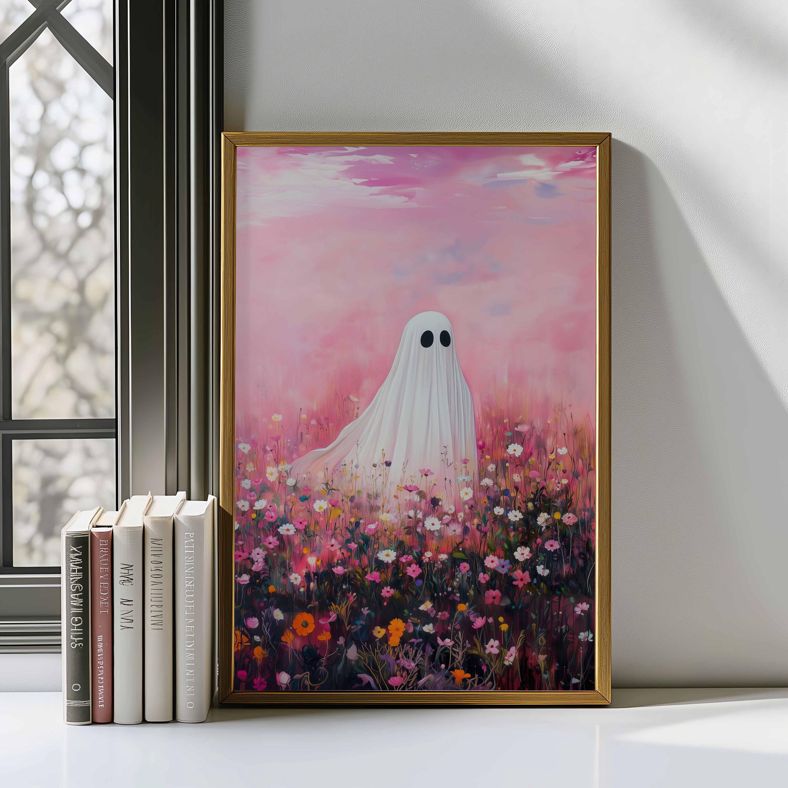 Vintage Ghost Floral Halloween Print Wildflower Meadow Print Fall Ghost ...