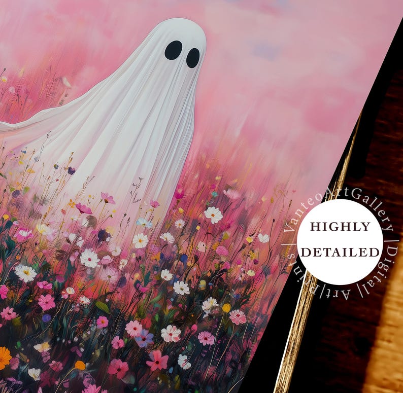 Vintage Ghost Floral Halloween Print Wildflower Meadow Print Fall Ghost ...