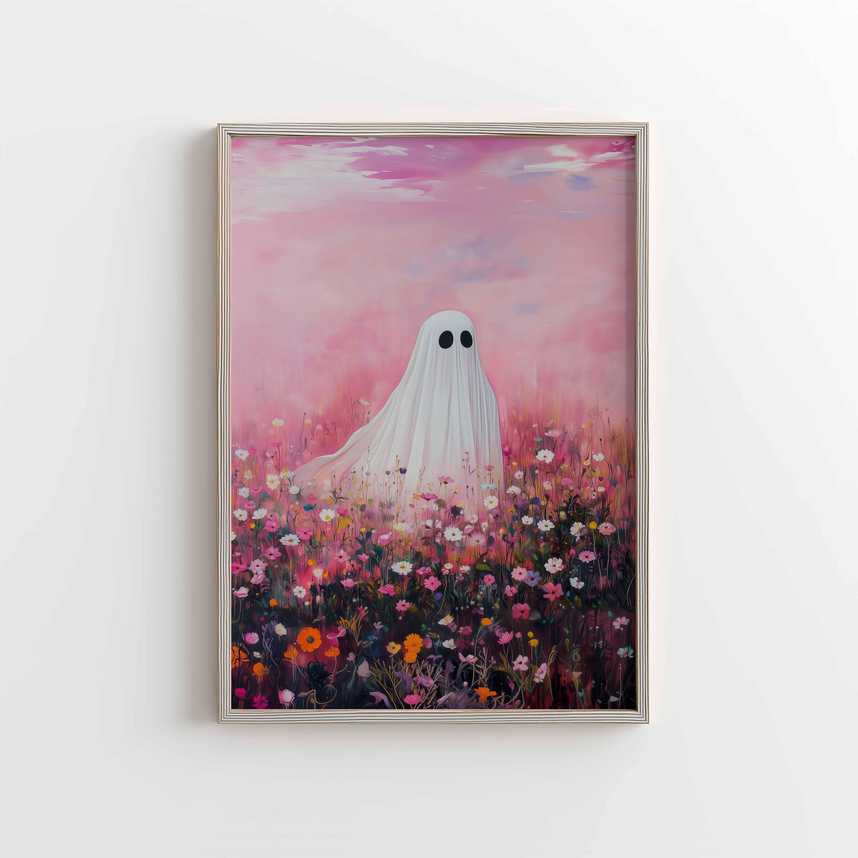 Vintage Ghost Floral Halloween Print Wildflower Meadow Print Fall Ghost ...