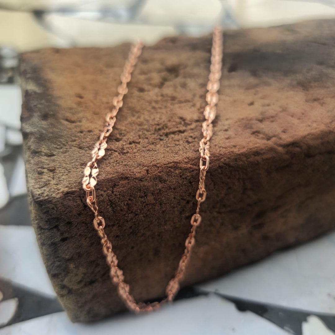 Handmade Copper Chain Necklace - Flower Charm - Etsy
