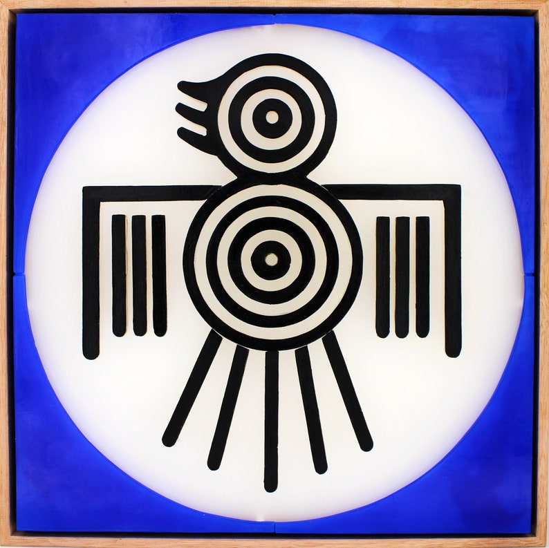 Aztec Bird Crop Circle Wax Painting, Colour Changing Led Light Box, 3D ...