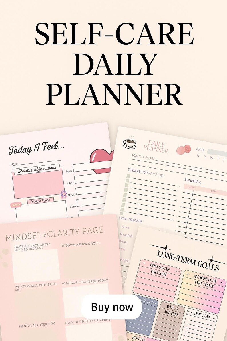 5-page Daily Digital Planner| Self-care, Productivity, Goal Tracker, To ...