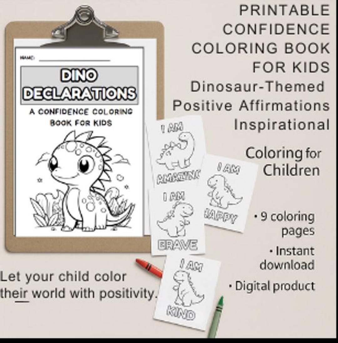 Dino Declarations | Confidence Coloring Book for Kids | Printable ...