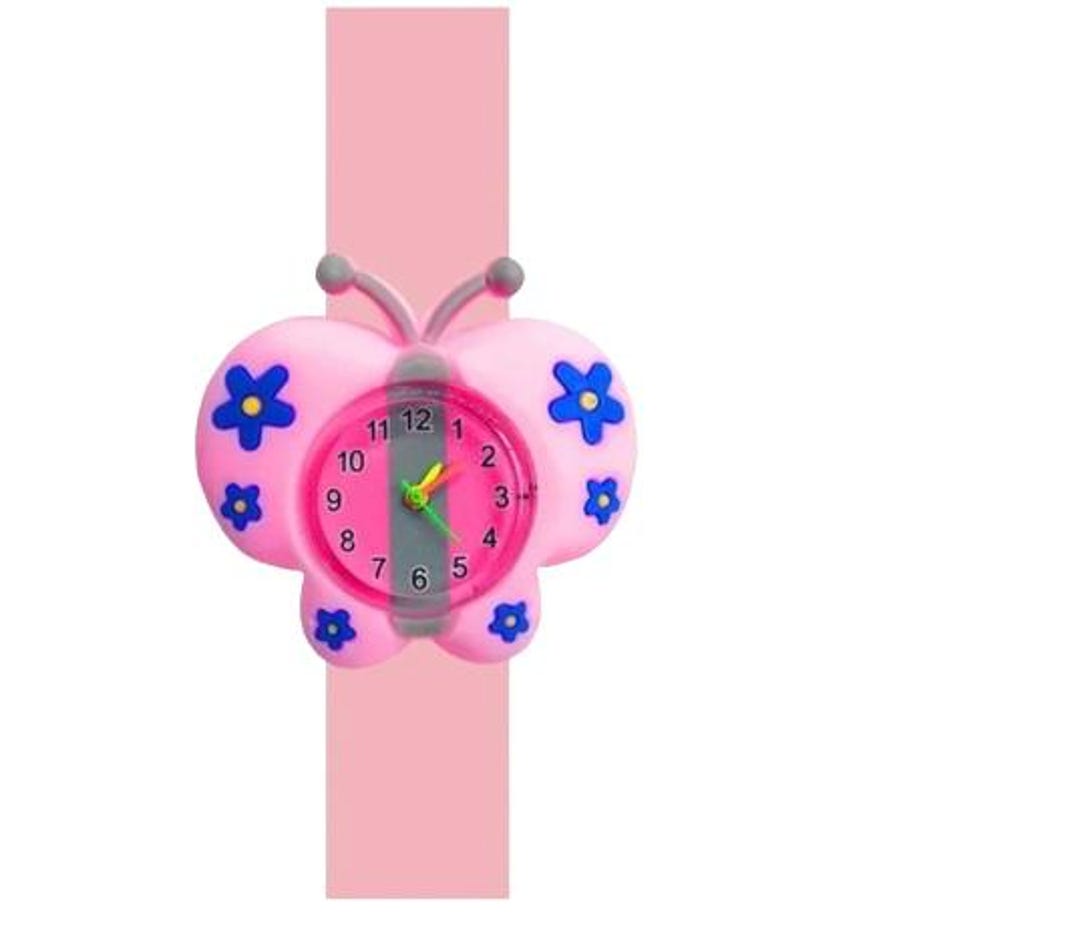 Butterfly Watches for Kids Cute Slap Bracelet Pink Butterfly Analog ...