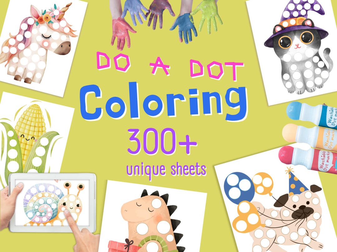 Do a Dot Marker Coloring Pages for Kids, Do A Dot Activity, Animals Dot ...