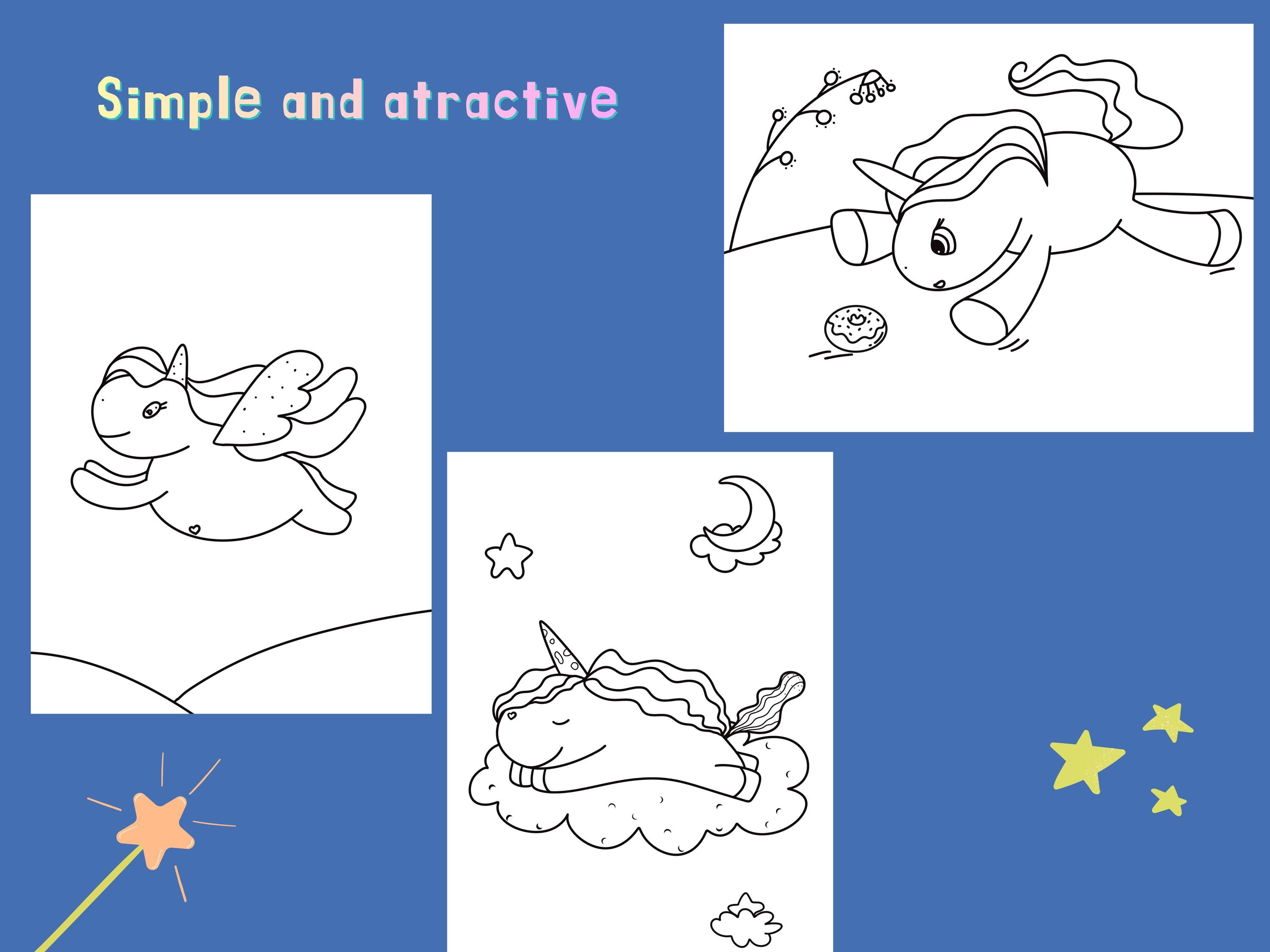 Unicorn Coloring Pages for Kids: Printable Art (digital Download) - Etsy