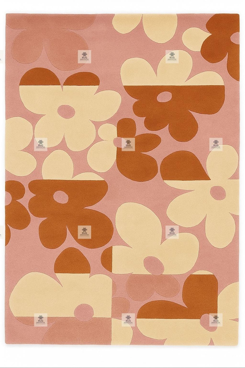 Handtufted Wool Rug, Retro 70s Floral Daisy Pattern - Etsy