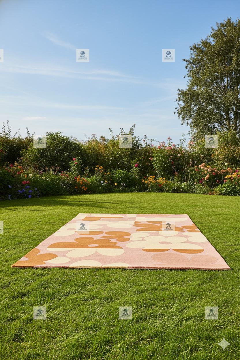 Handtufted Wool Rug, Retro 70s Floral Daisy Pattern - Etsy