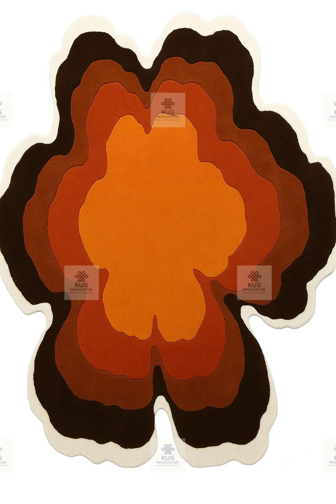 Hand-tufted Wool Rug – Retro Groovy Flower, Burnt Orange - Etsy