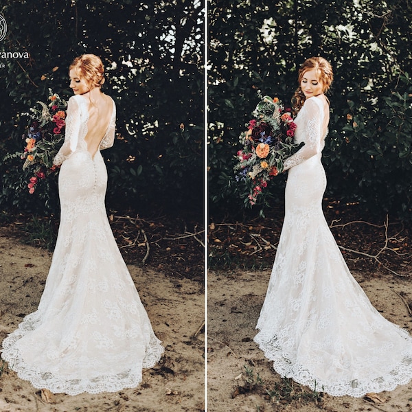 V Back Wedding Dress - Etsy