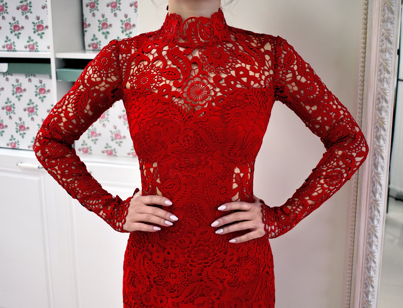 Red Lace Dress Red Wedding Dress Red Cocktail Dress Red - Etsy Canada