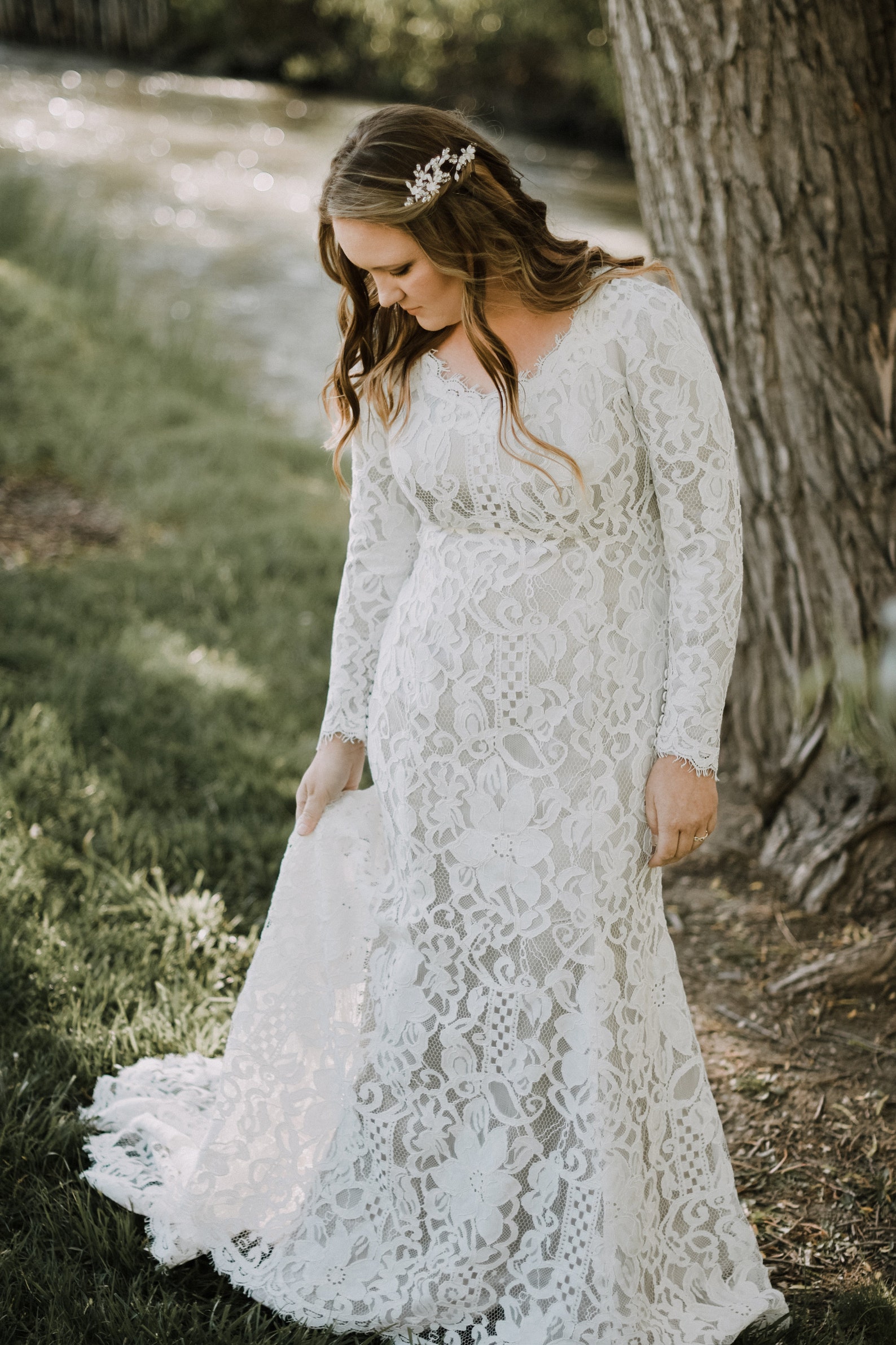 Boho Wedding Dress Bohemian Lace Wedding Dress Modest | Etsy