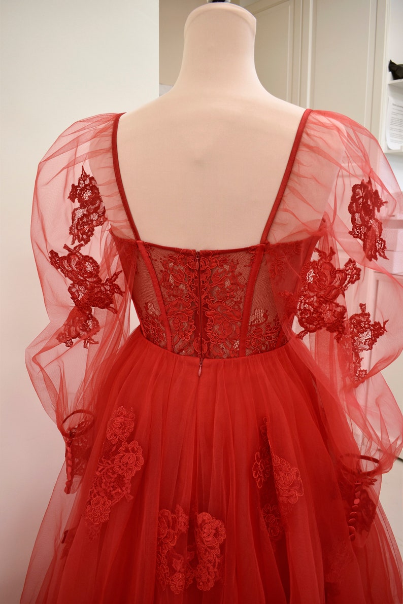 Red Wedding Dress Red Ball Gown Red Bridal Gown Gothic - Etsy