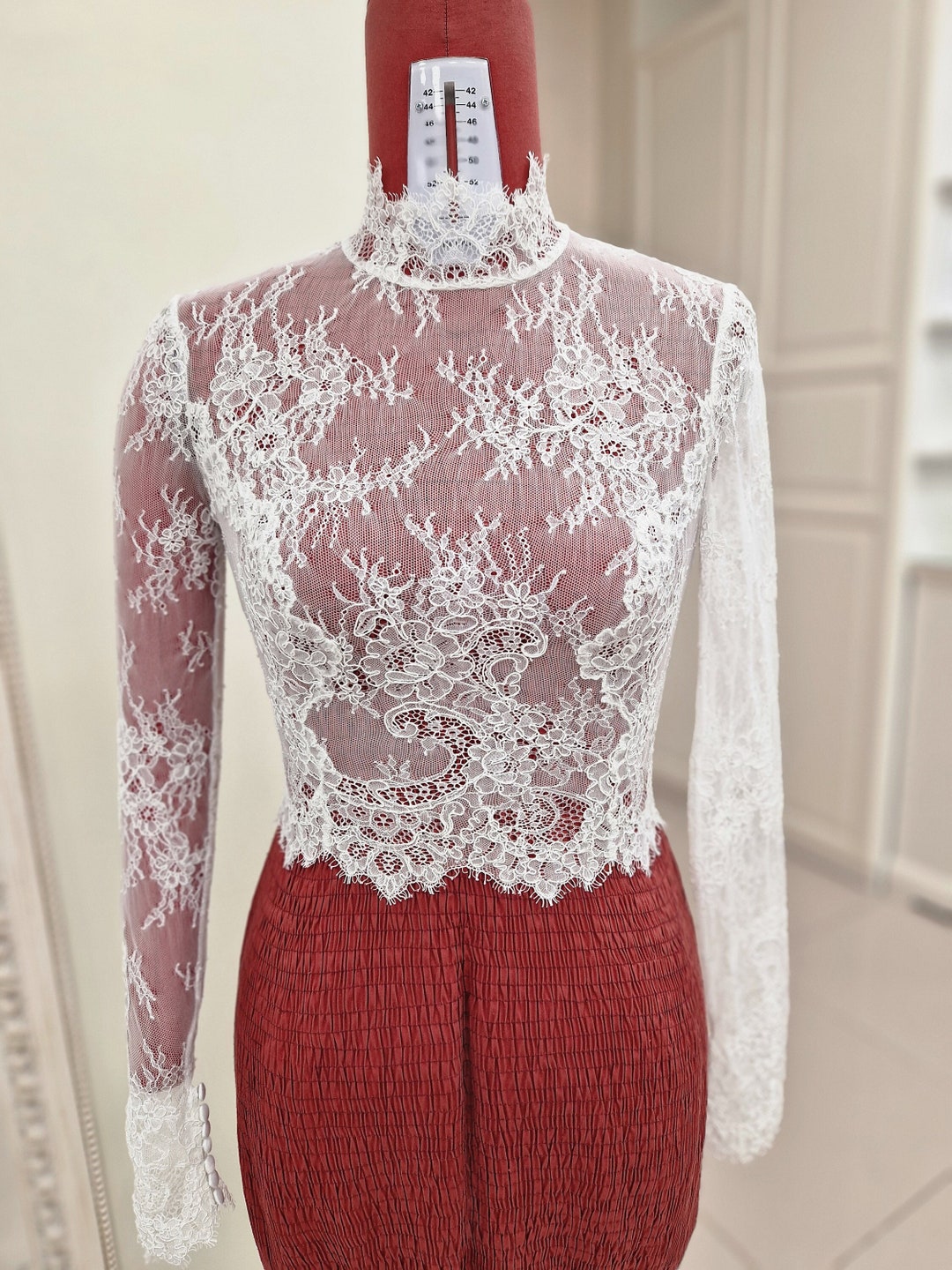 Wedding Dress Topper, Lace Wedding Bolero, Wedding Bolero With Long ...