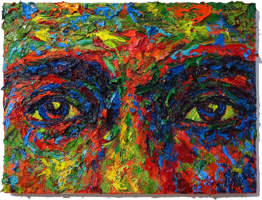 Original Oil Painting Thick Impasto Art Deco Outsider 12 by 16 X 3/4 ...