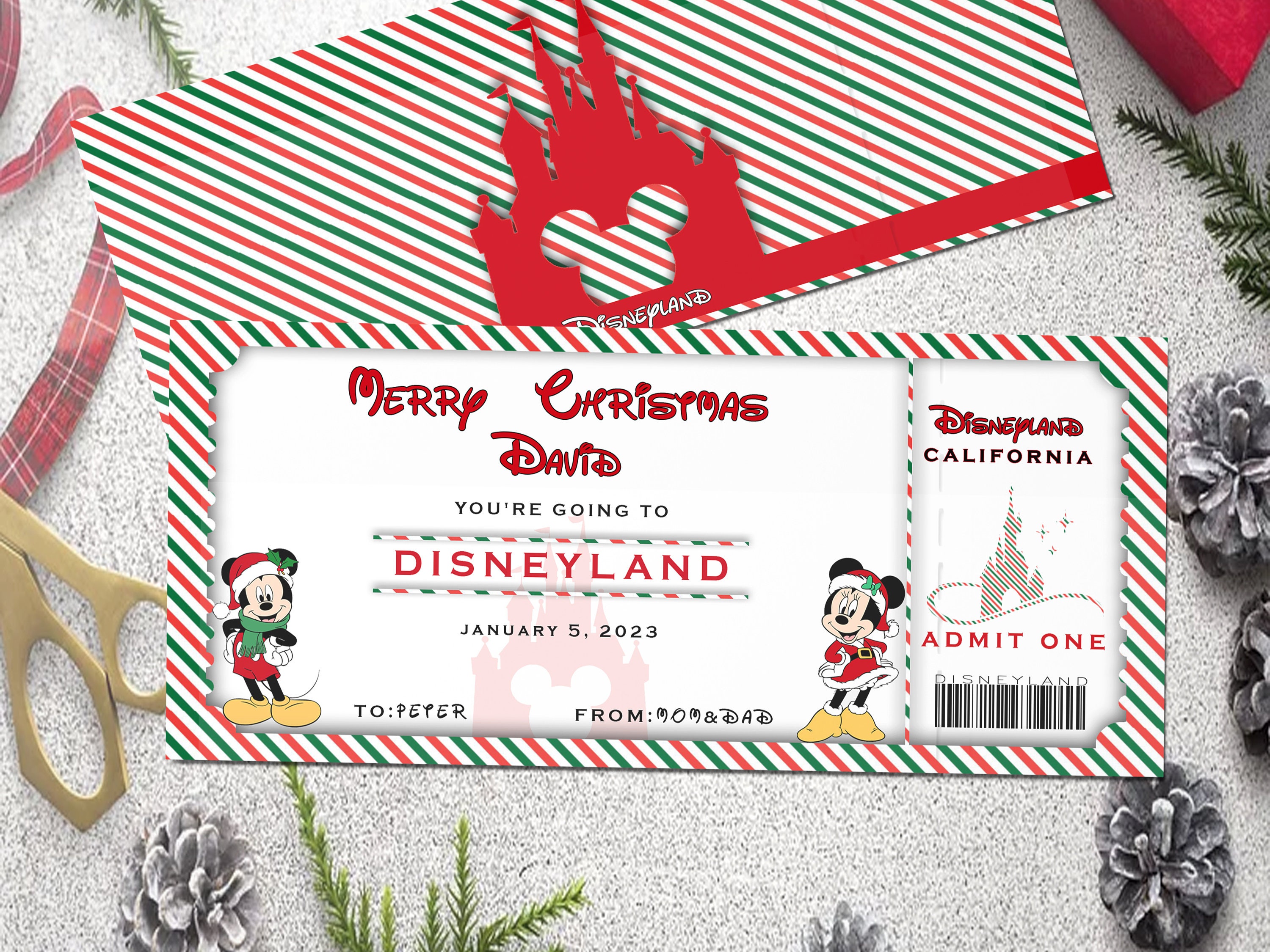 Printable Christmas Disneyland Ticket Christmas Gift Template, Santa ...