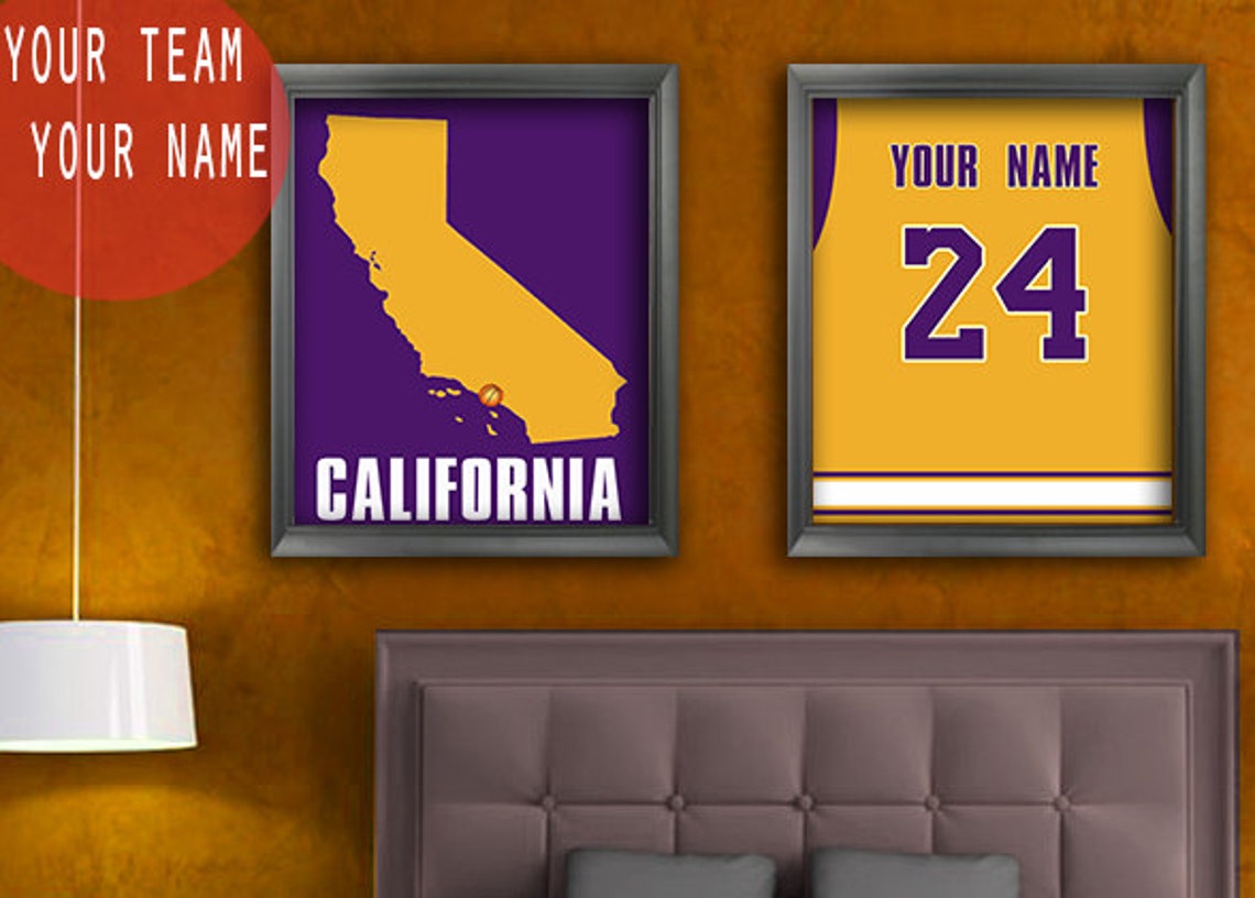 Uniform Map Us State Poster Basketball Customize NBA Man - Etsy