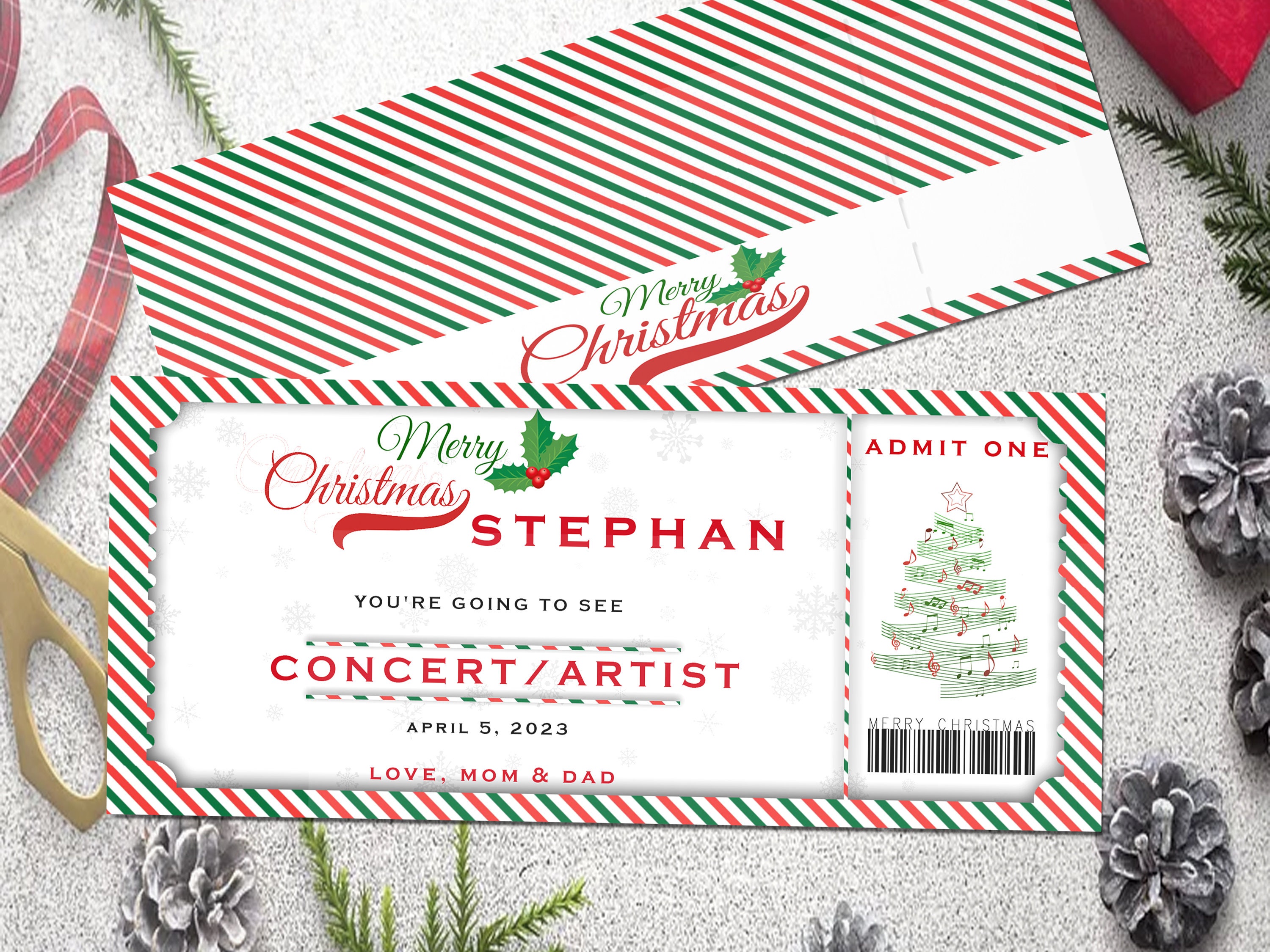 Printable Christmasticket Christmas Gift Template, Santa Gift ...