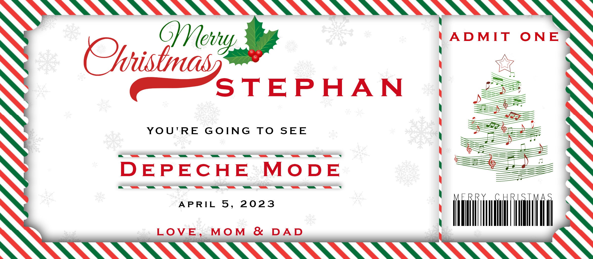 Printable Christmasticket Christmas Gift Template, Santa Gift ...