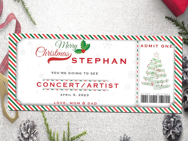 Printable Christmasticket Christmas Gift Template, Santa Gift ...