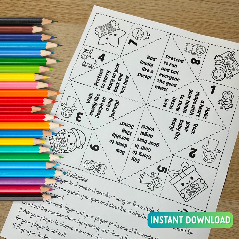 Nativity Christmas Chatterbox | Printable Kids Activity (instant ...