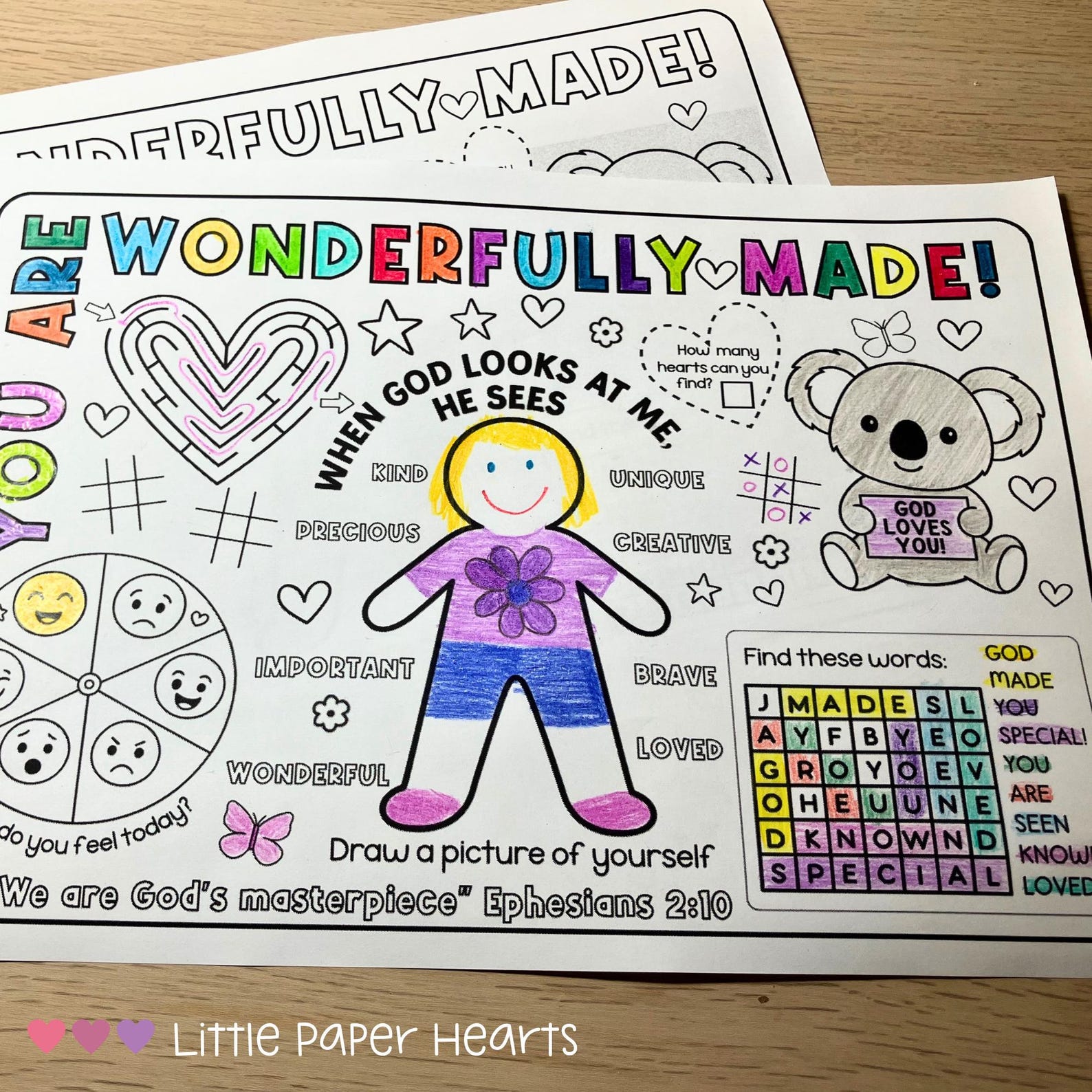 You Are Wonderfully Made – Kids Activity Page (psalm 139:14) | Instant ...