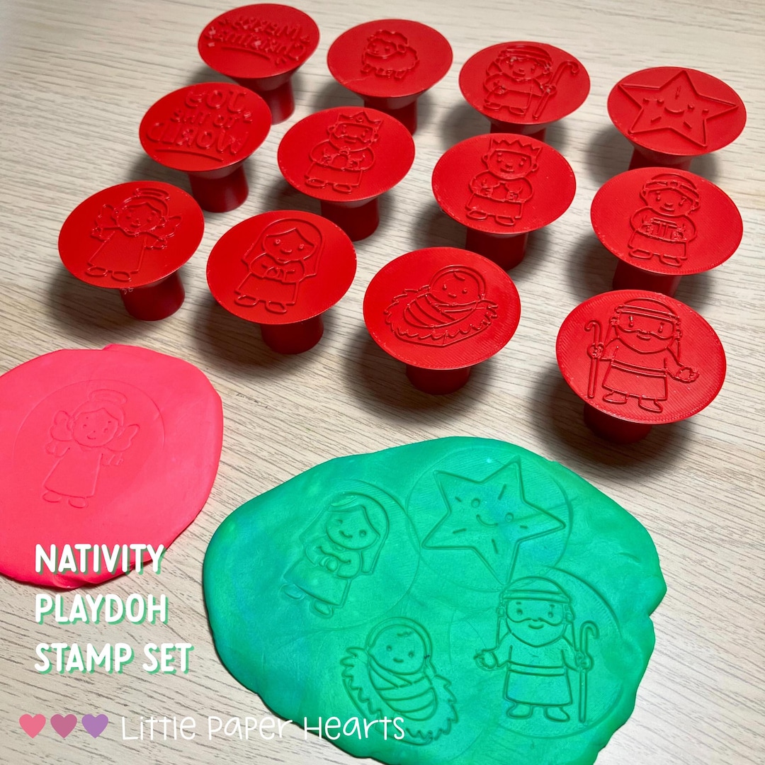 Nativity Playdough Stamp Set: 12-piece Chunky Christmas Stamps - Etsy