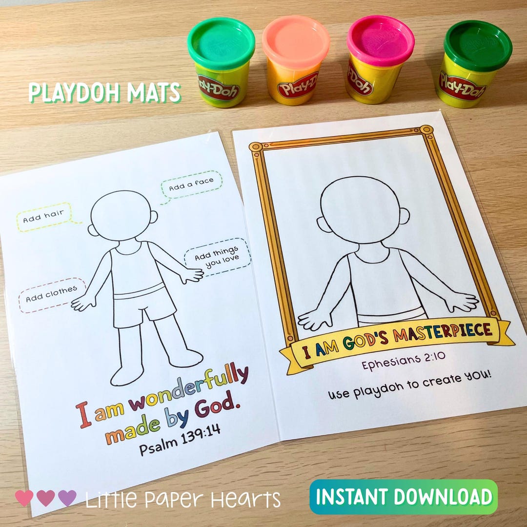 God Made Me Playdough Mats | Bible Verse Playdoh Activity for Kids ...