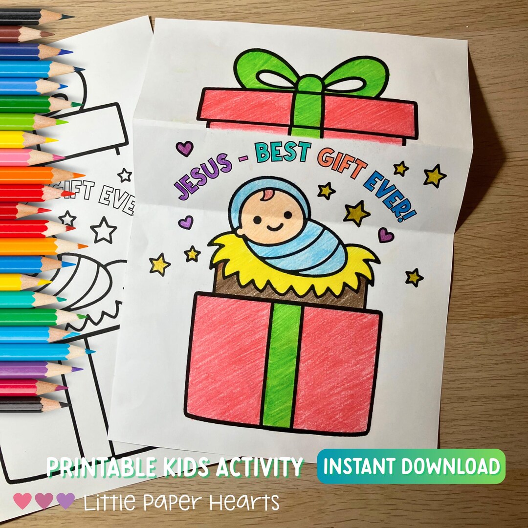 Foldable Christmas Colouring Page | “jesus - Best Gift Ever” Printable ...