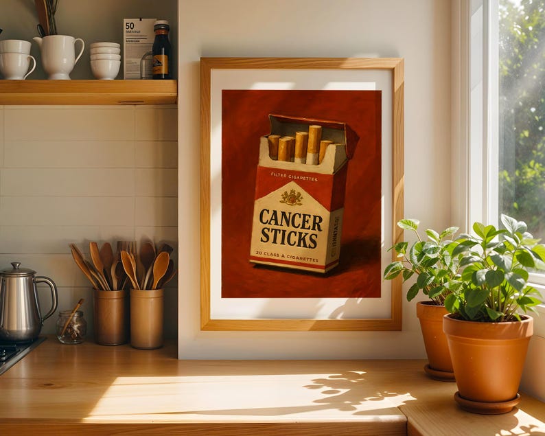 Cancer Sticks Anti-smoking Poster – Satirical Vintage Cigarette Pack ...