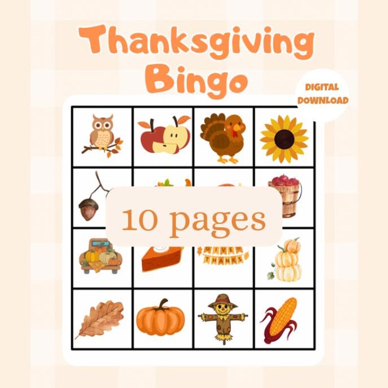 Thanksgiving Bingo Game | Printable Party Activity (digital Download ...