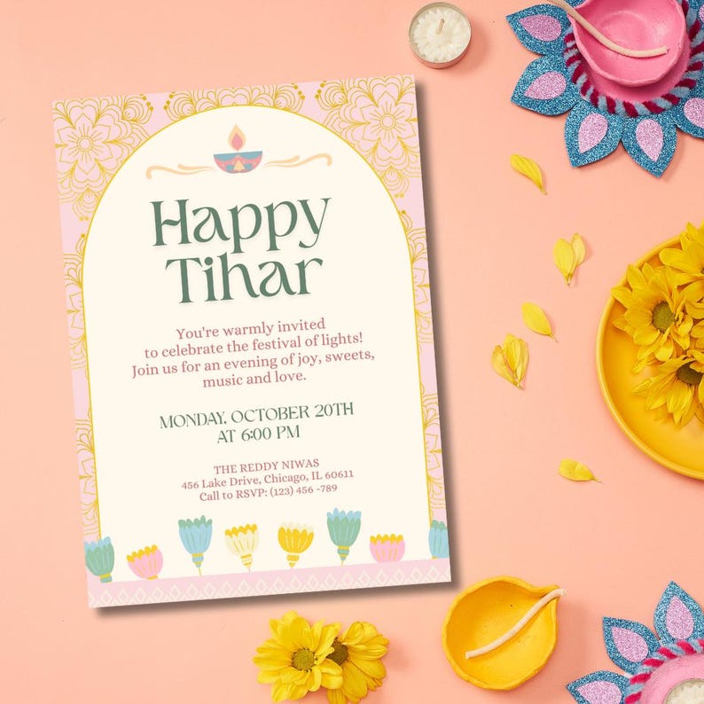Editable Diwali Party Invitation Card | Indian & Nepali Card ...