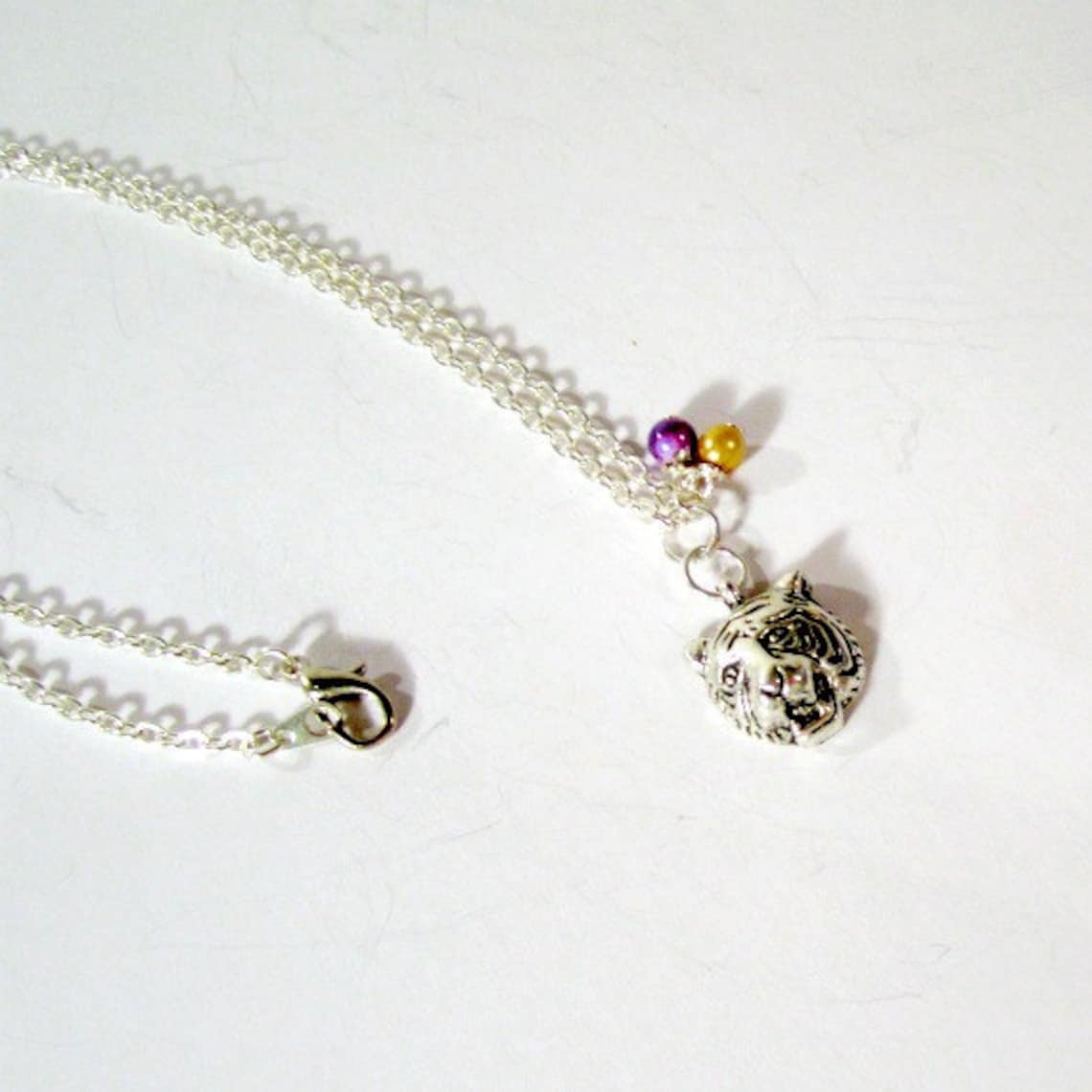 LSU Necklace College Jewelry Football Purple Gold LSU Tiger Jewellery ...