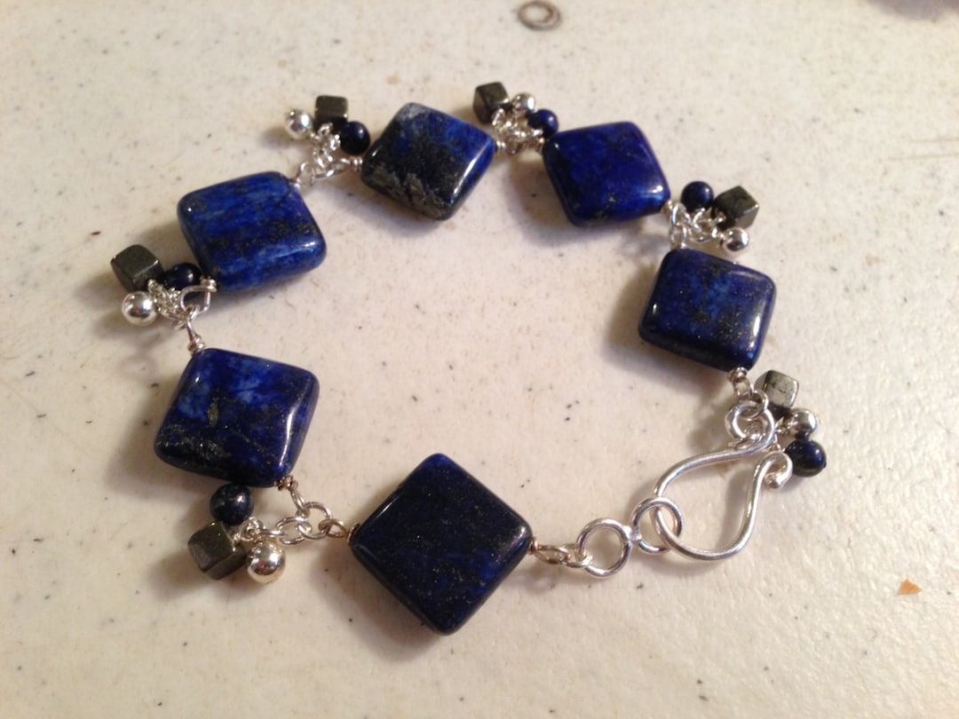 Pulsera de lapislázuli Joyería Azul Marino Joyería de piedras preciosas ...
